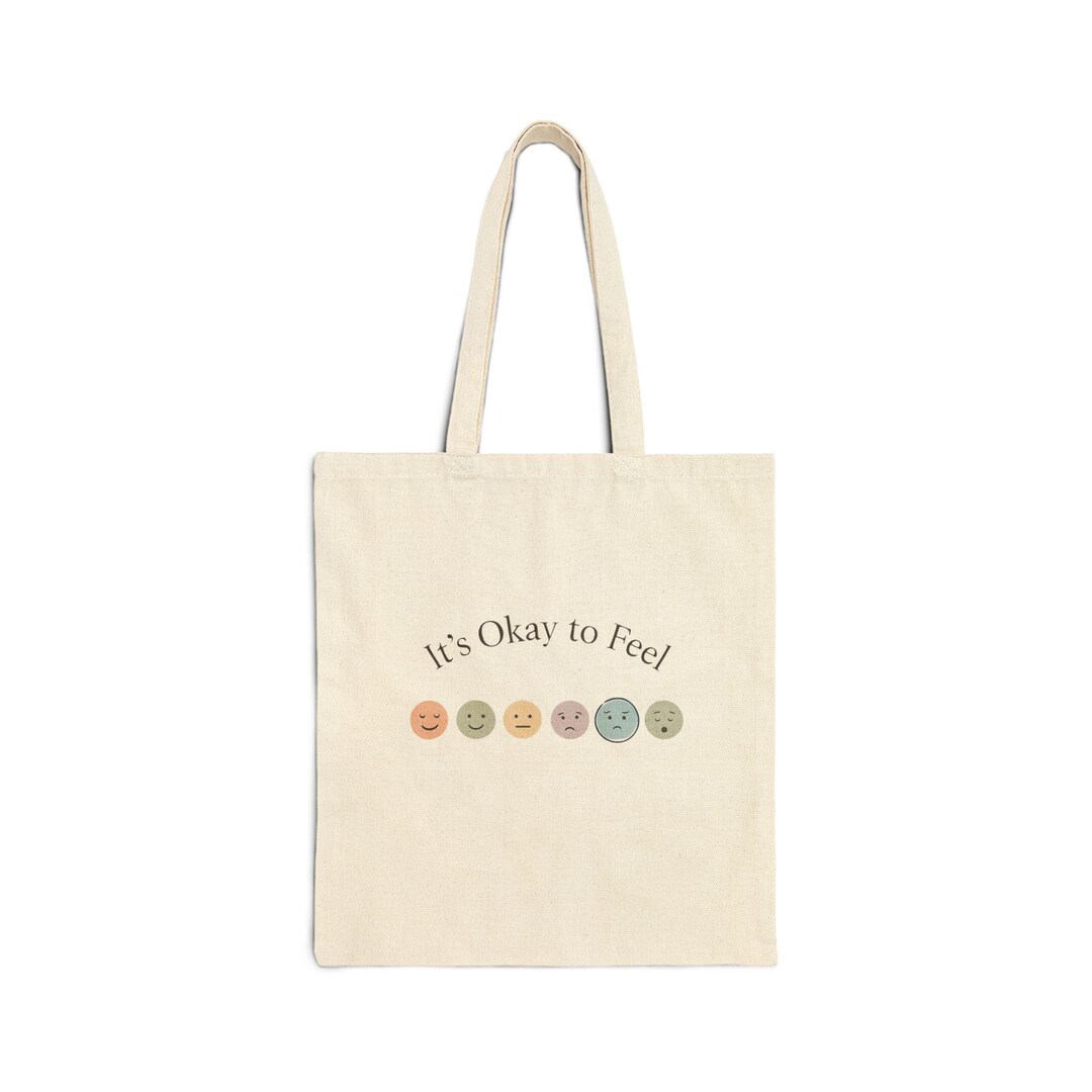 It's Okay to Feel Tote Bag | Mood Buttons Emotional Awareness Canvas ...