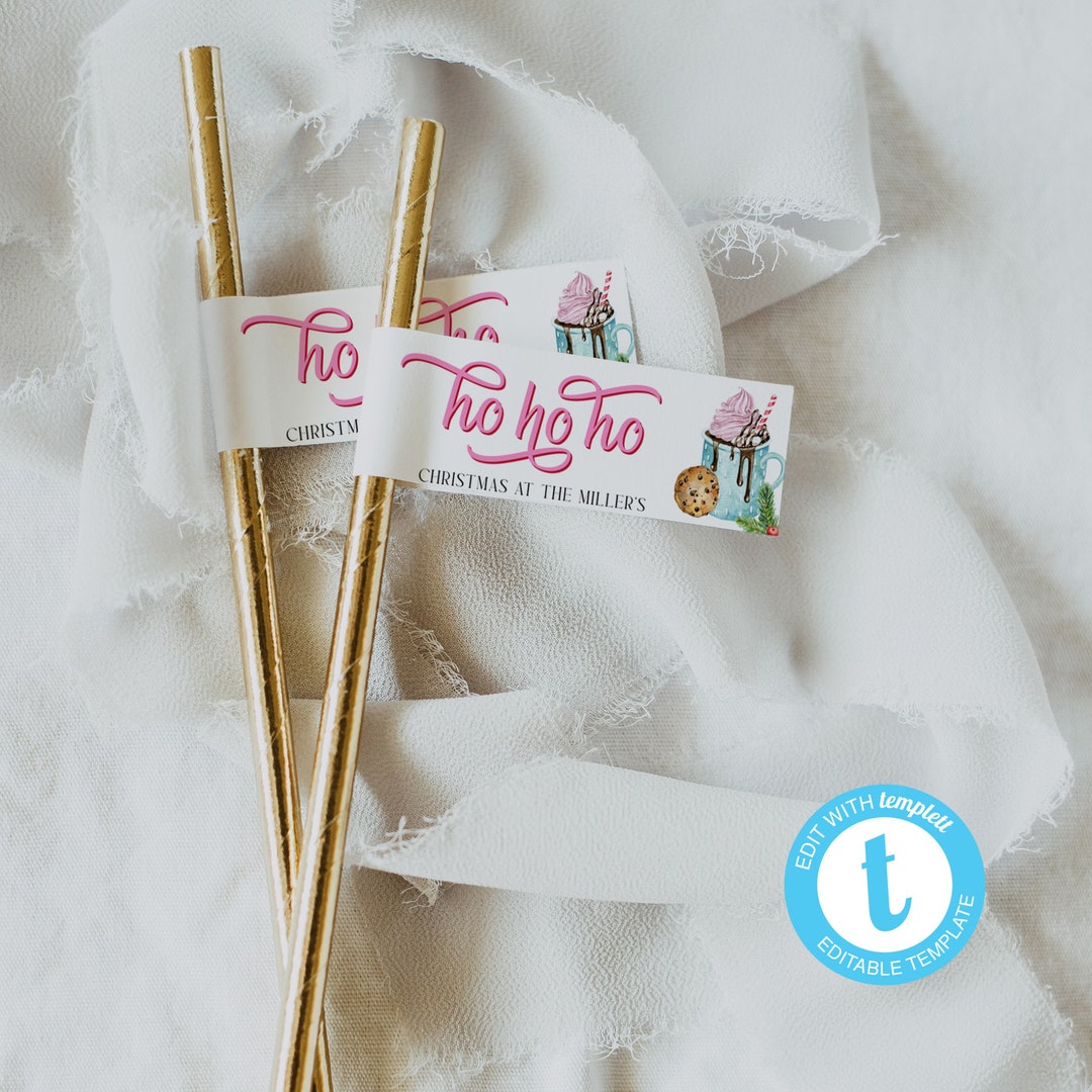 Christmas Party Straw Template | Custom Straw Tag Flag | Drinking Straw ...