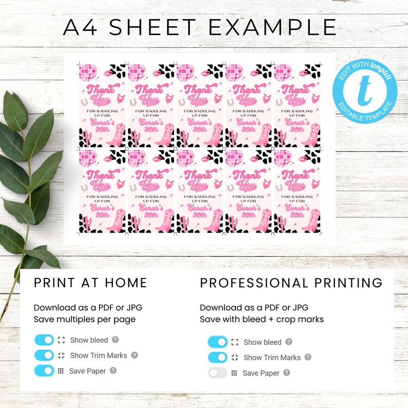 Editable Disco Cowgirl Birthday Favor Tags Template | Nashville Rodeo ...