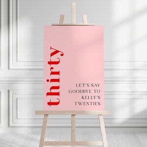 Pink and Red Welcome Sign | Modern 30th Birthday Party Poster ...