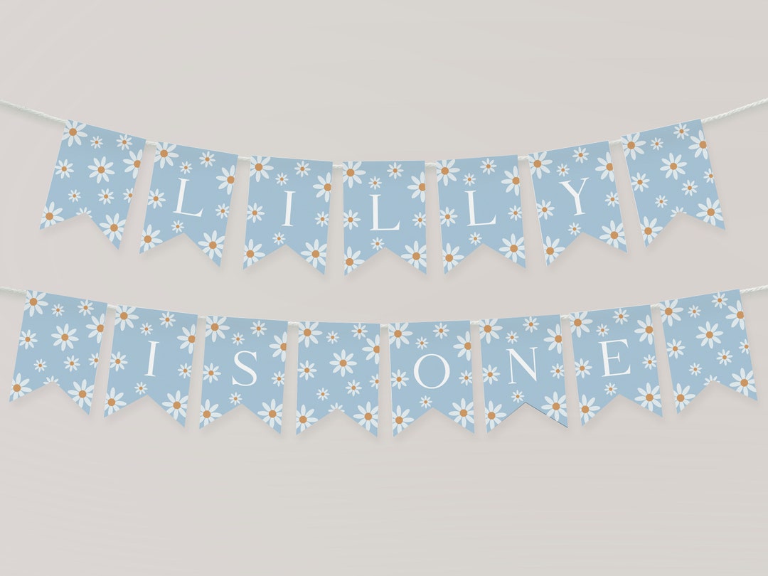 Daisy First Birthday Printable Bunting I Daisy Birthday Theme Decor I ...