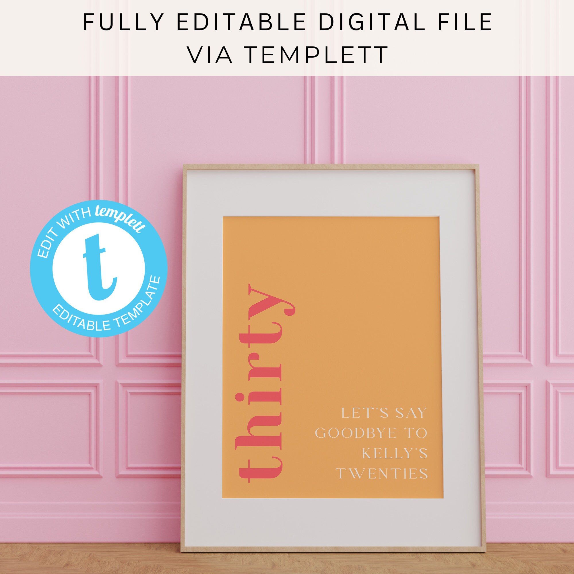 30th Birthday Welcome Sign | Modern Pink and Orange Welcome Sign | 30th ...