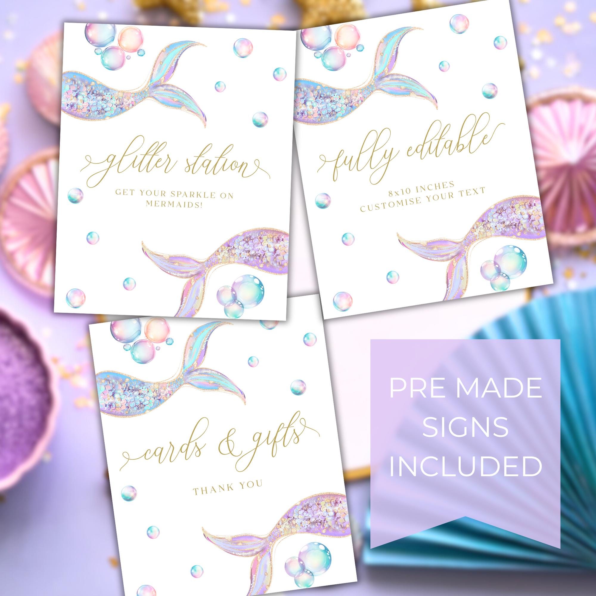 Mermaid Party Food Signs | Custom Printable Food Tags | Under the Sea ...