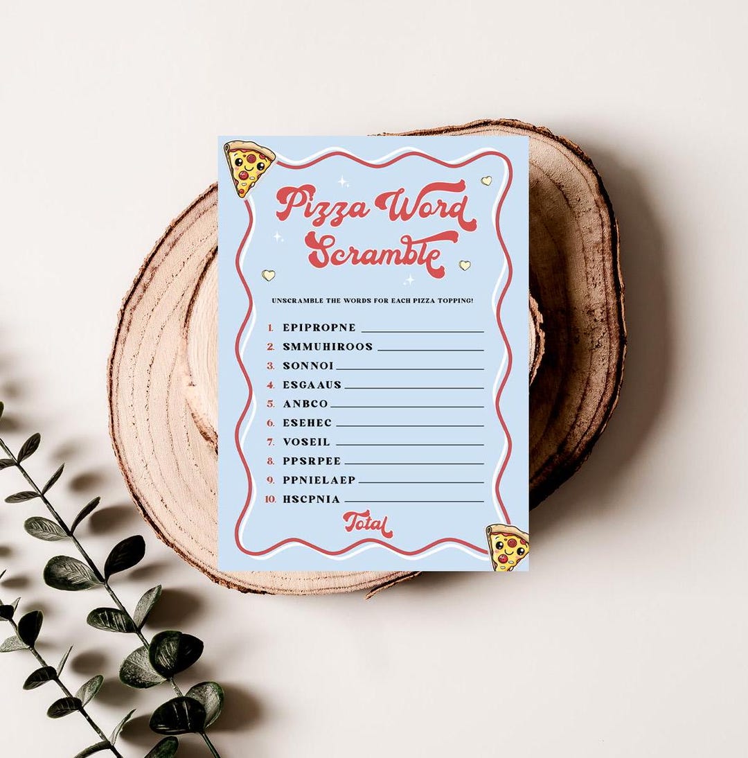 Pizza Topping Word Scramble Activity | Pizza Party Games | Retro Kids ...