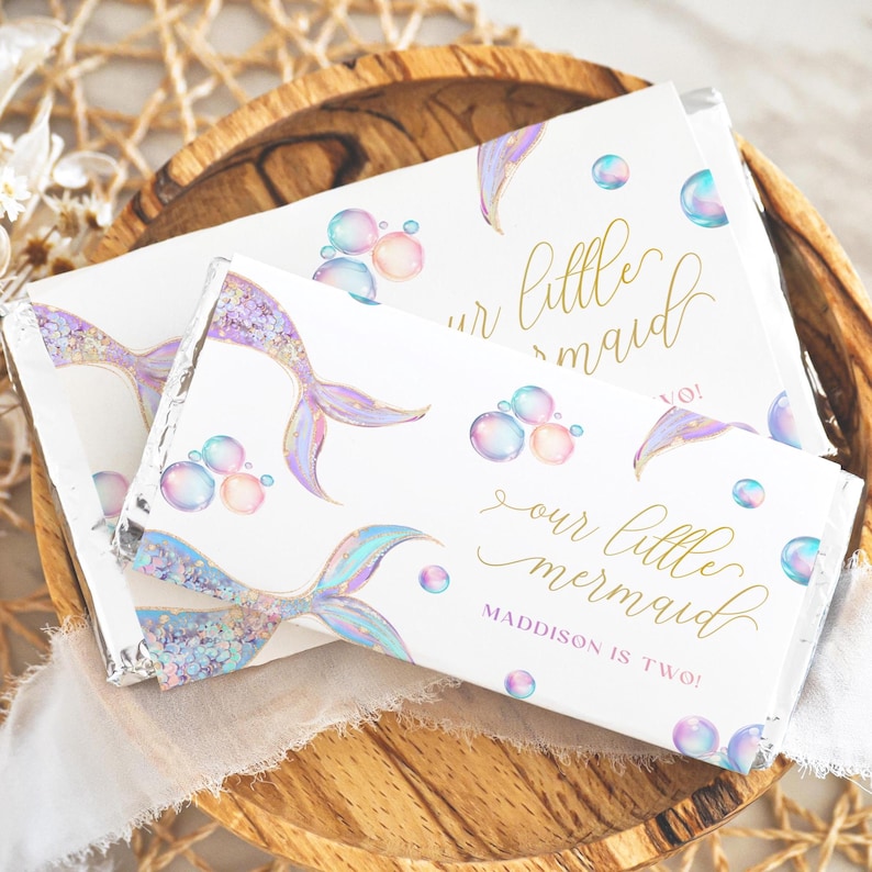 Mermaid Candy Bar Wrapper | Editable Template | Chocolate Birthday ...