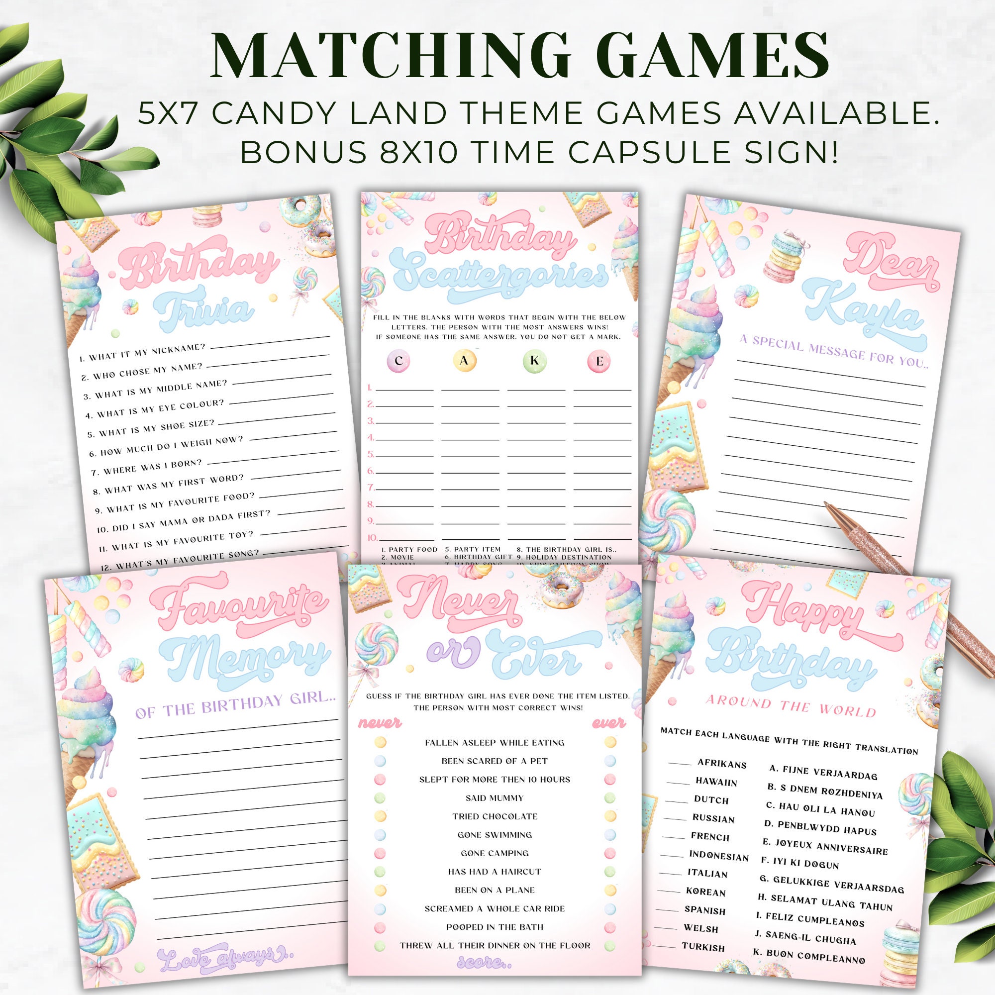 Editable Never or Ever Birthday Game Girls Pastel 1st Birthday Party ...