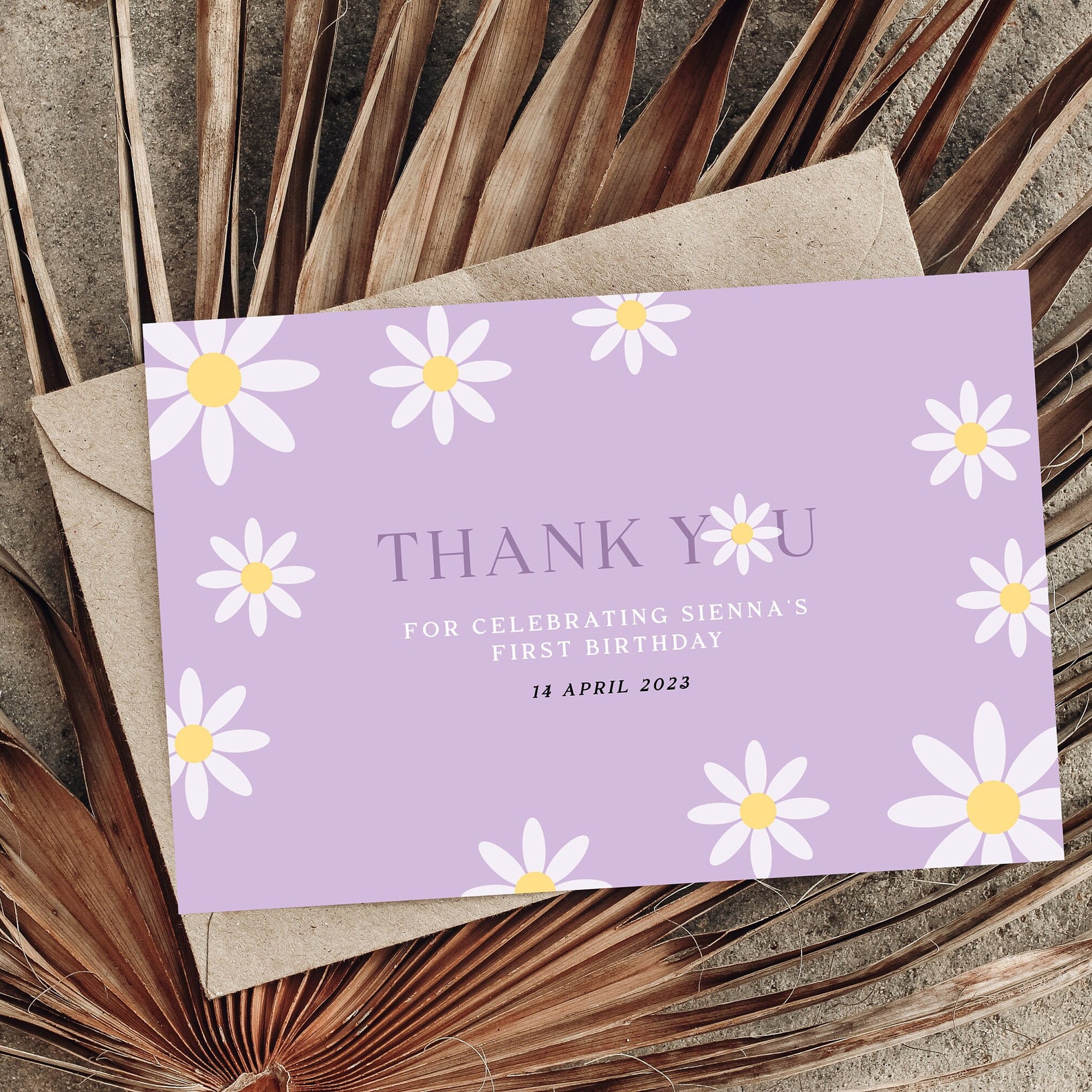 Editable Daisy Thank You Cards Printable Flat and Tent Card - Etsy