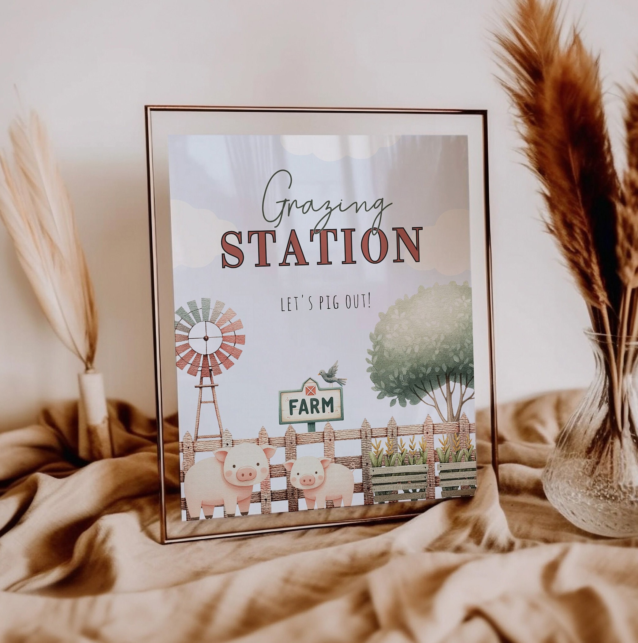 Farm Animals Grazing Station Sign Printable | Instant Download | Boy ...