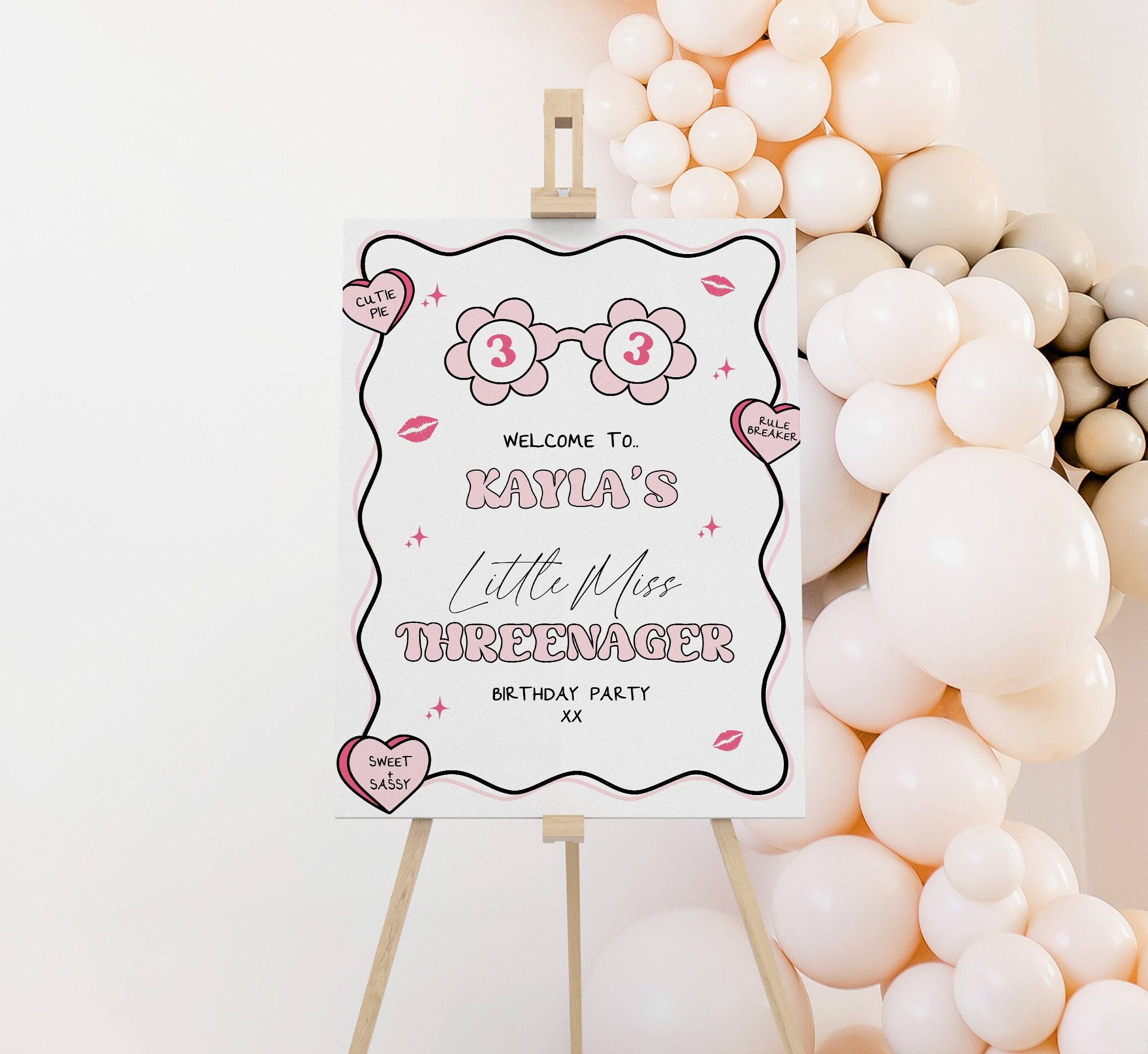 Threenager Birthday Welcome Sign Custom Third Birthday Era Poster ...