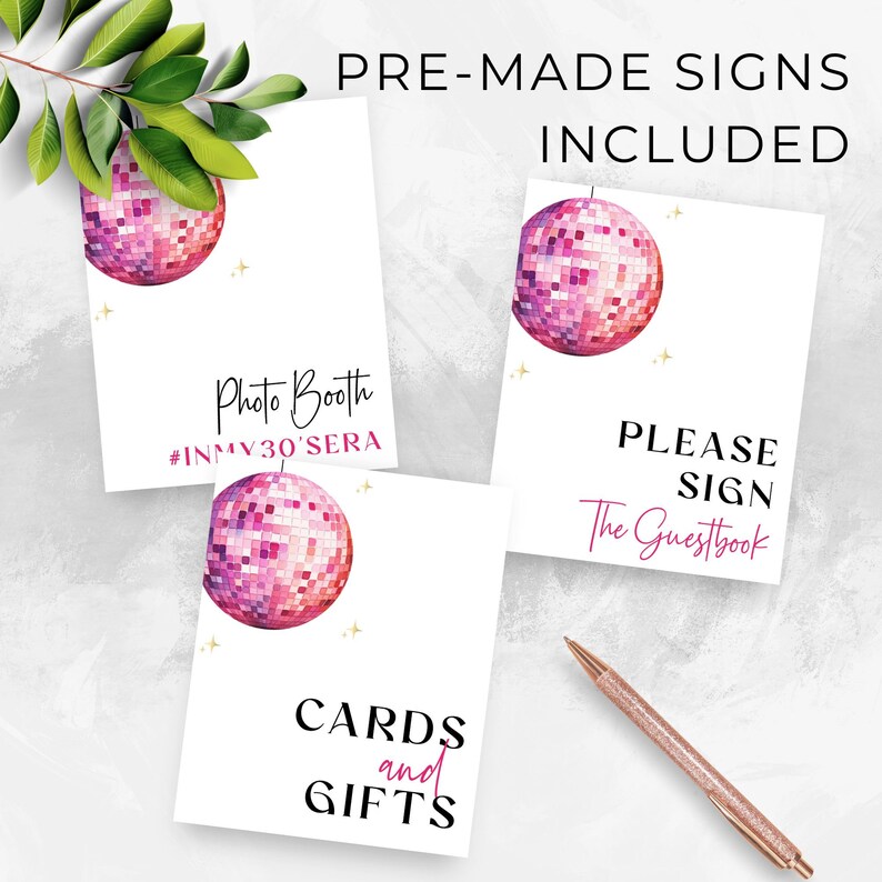Personalized Cocktail Menu Template | Pink Disco Retro Birthday Custom ...