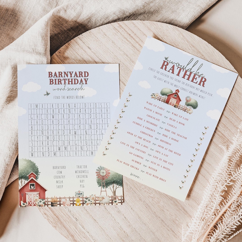 Farm Birthday Games for Kids Printable | Boys Barnyard Bash Party ...
