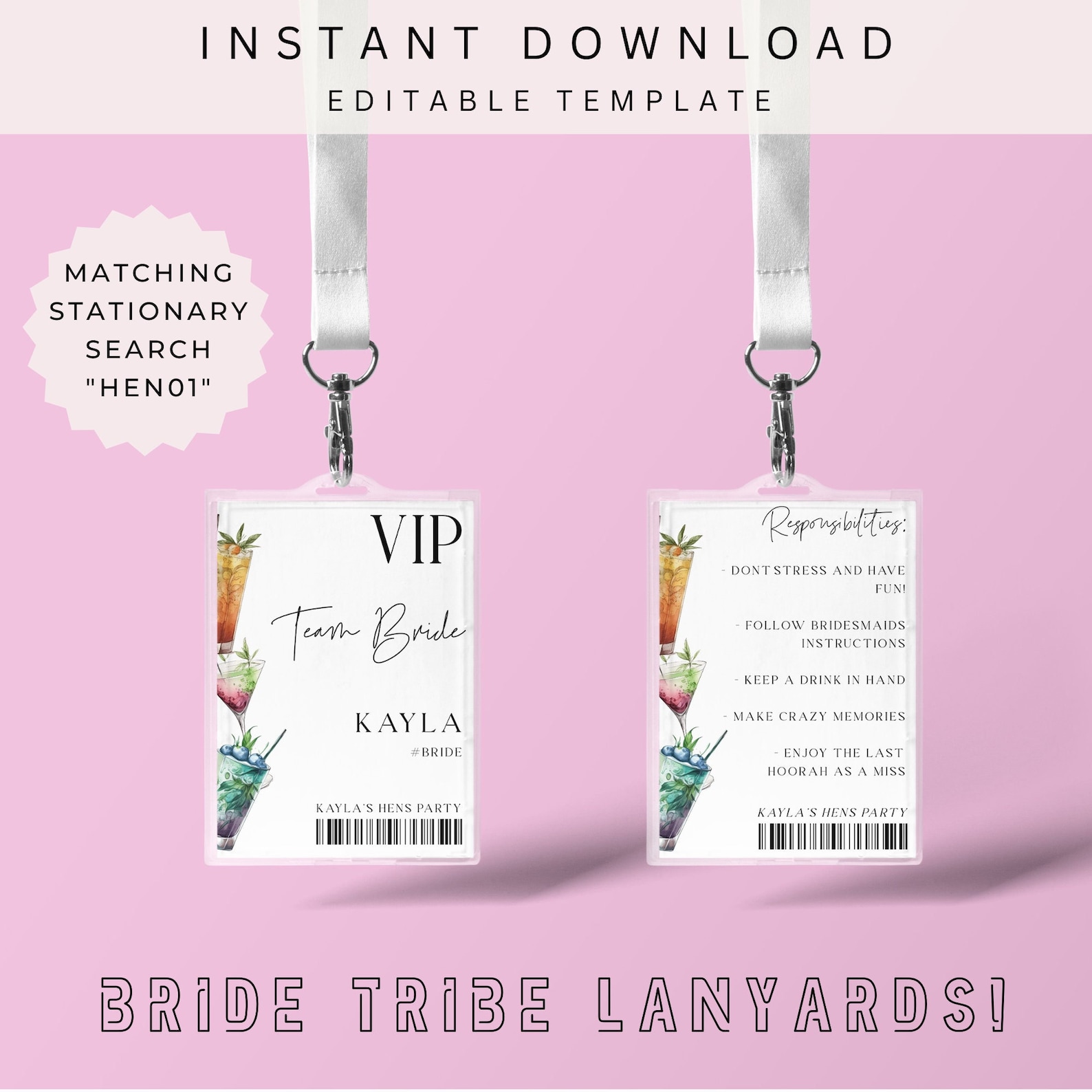 Hen Party VIP Lanyard Passes I Hen Party VIP Card I Hen Fest Party ...