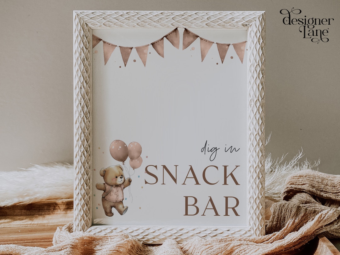 Teddy Bear Picnic Food Sign | Boys Party Custom Sign Template | Instant ...