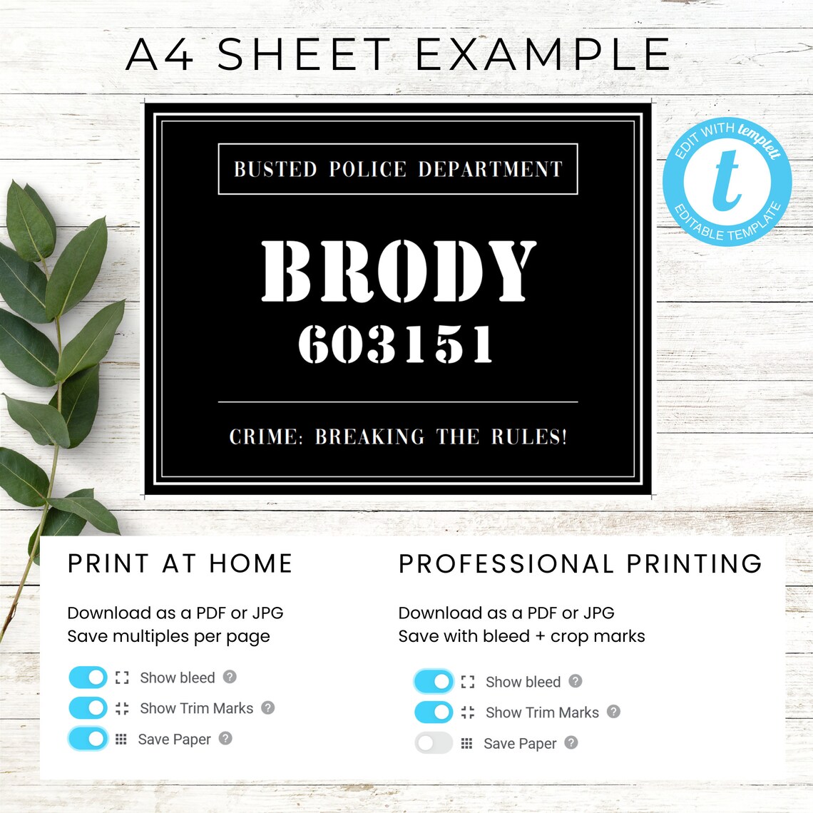 Photo Booth Background Prop | Mugshot Backdrop Sign | Kids Cops and ...