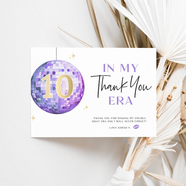 10th Birthday Thank You Card - Etsy