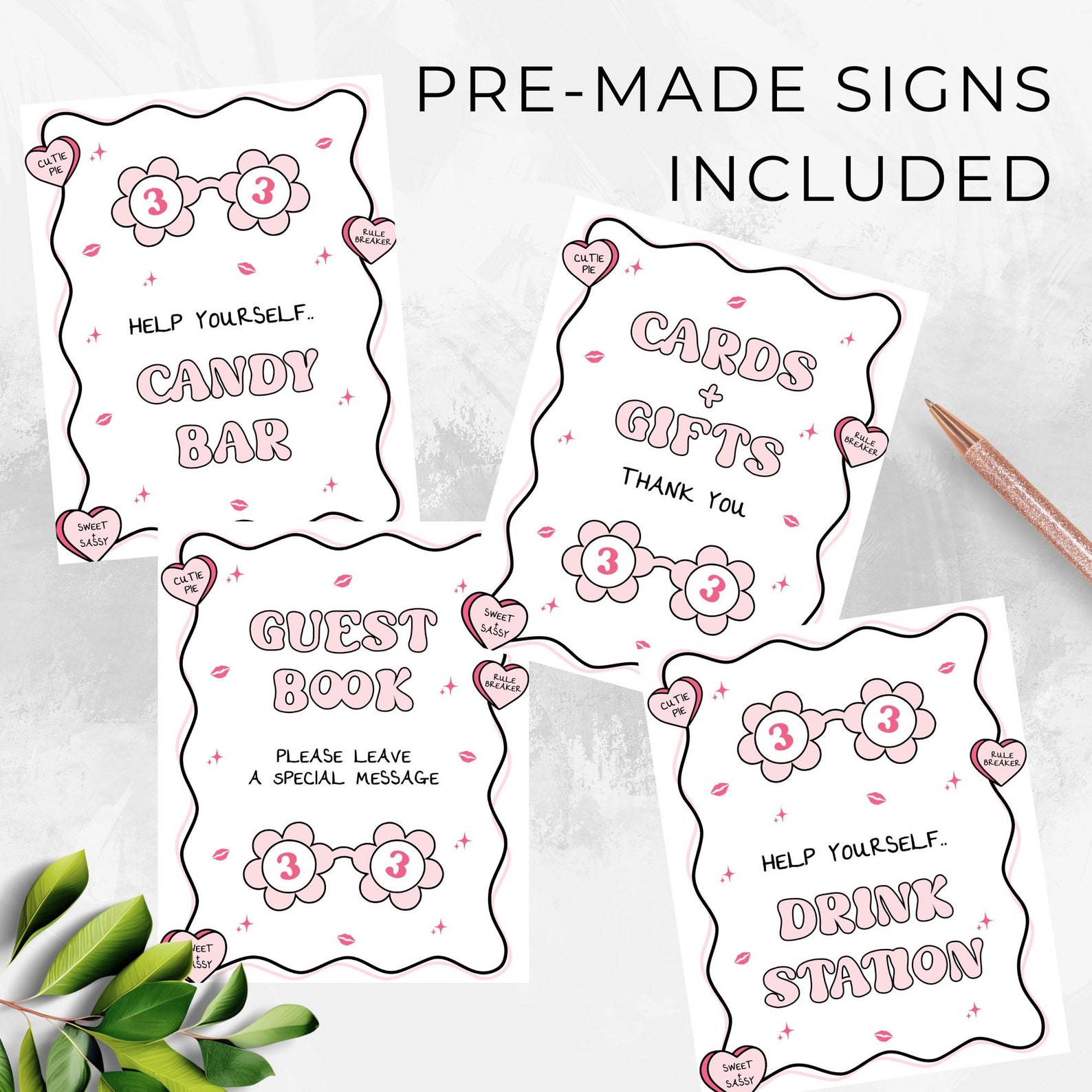 Drinks Station Sign Template | Fully Editable Retro Birthday Sign ...