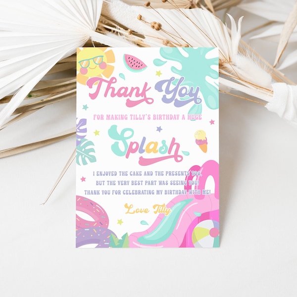 Water Slide Birthday Party Thank You - Etsy