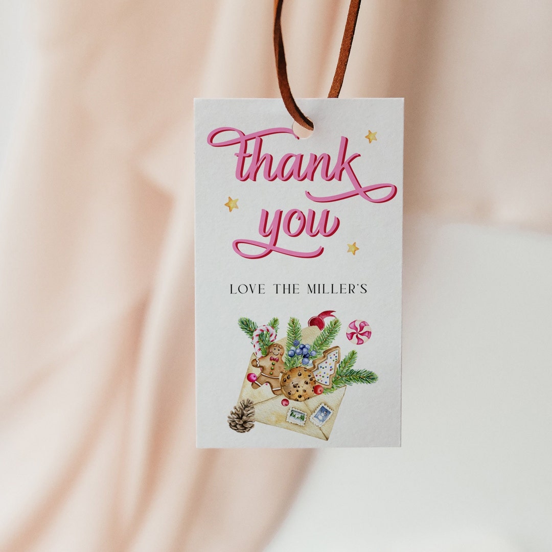 Christmas Thank You Gift Tag Template Vintage Red Pink Christmas ...