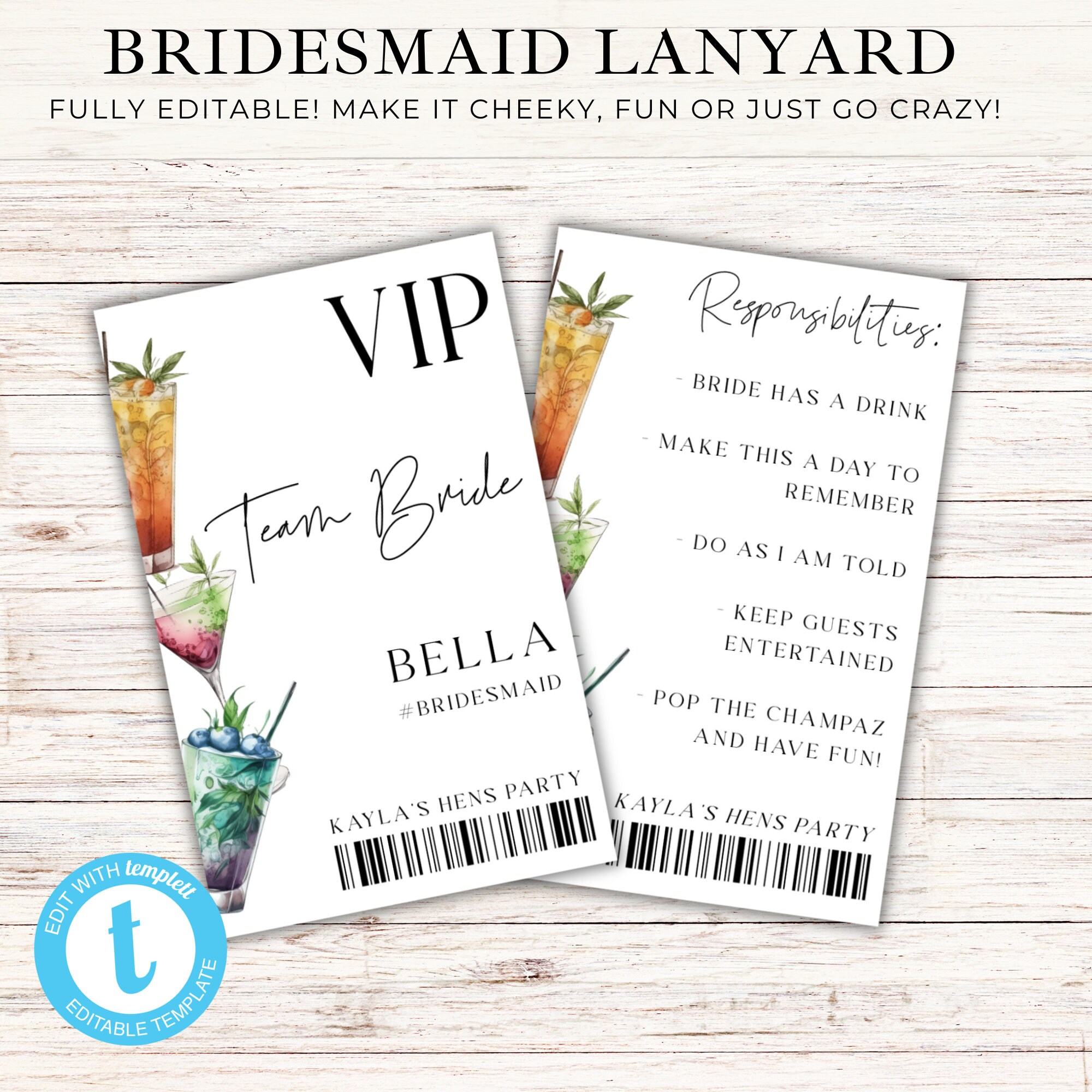 Hen Party VIP Lanyard Passes I Hen Party VIP Card I Hen Fest Party ...