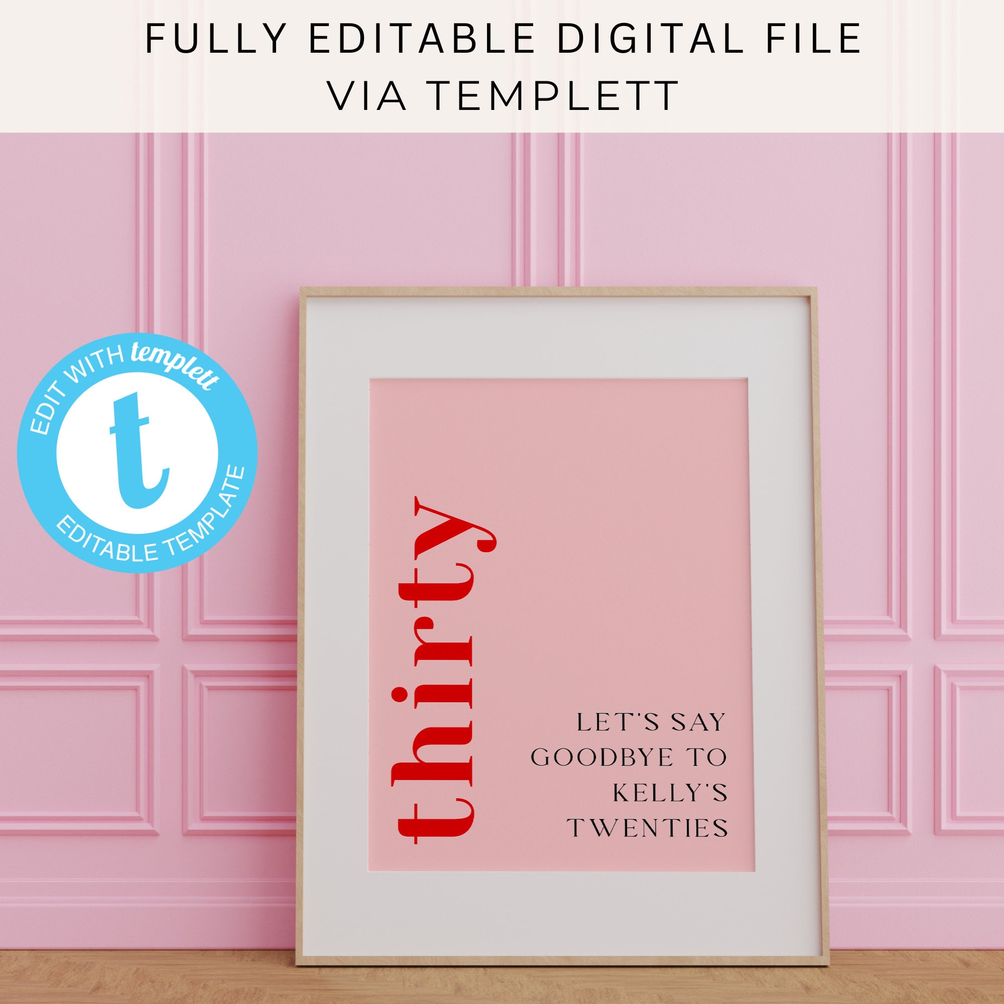 Pink and Red Welcome Sign Modern 30th Birthday Party Poster - Etsy