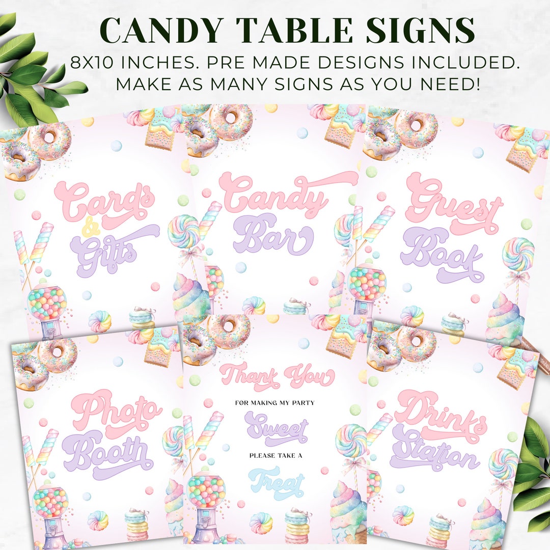 Sweet Candy Land Custom Sign Template | Fully Editable Pastel Rainbow ...