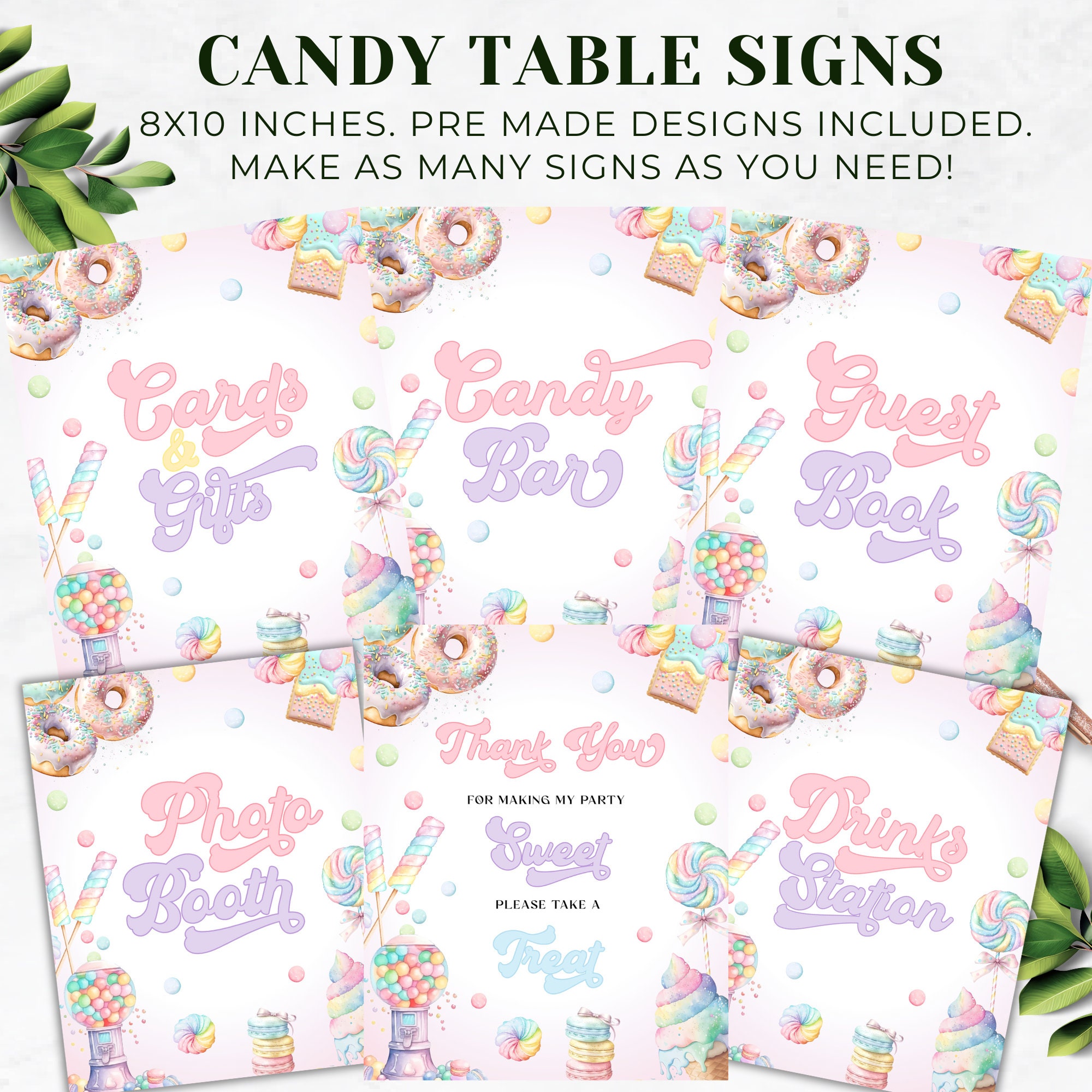 Sweet Candy Land Custom Sign Template Fully Editable Pastel Rainbow ...