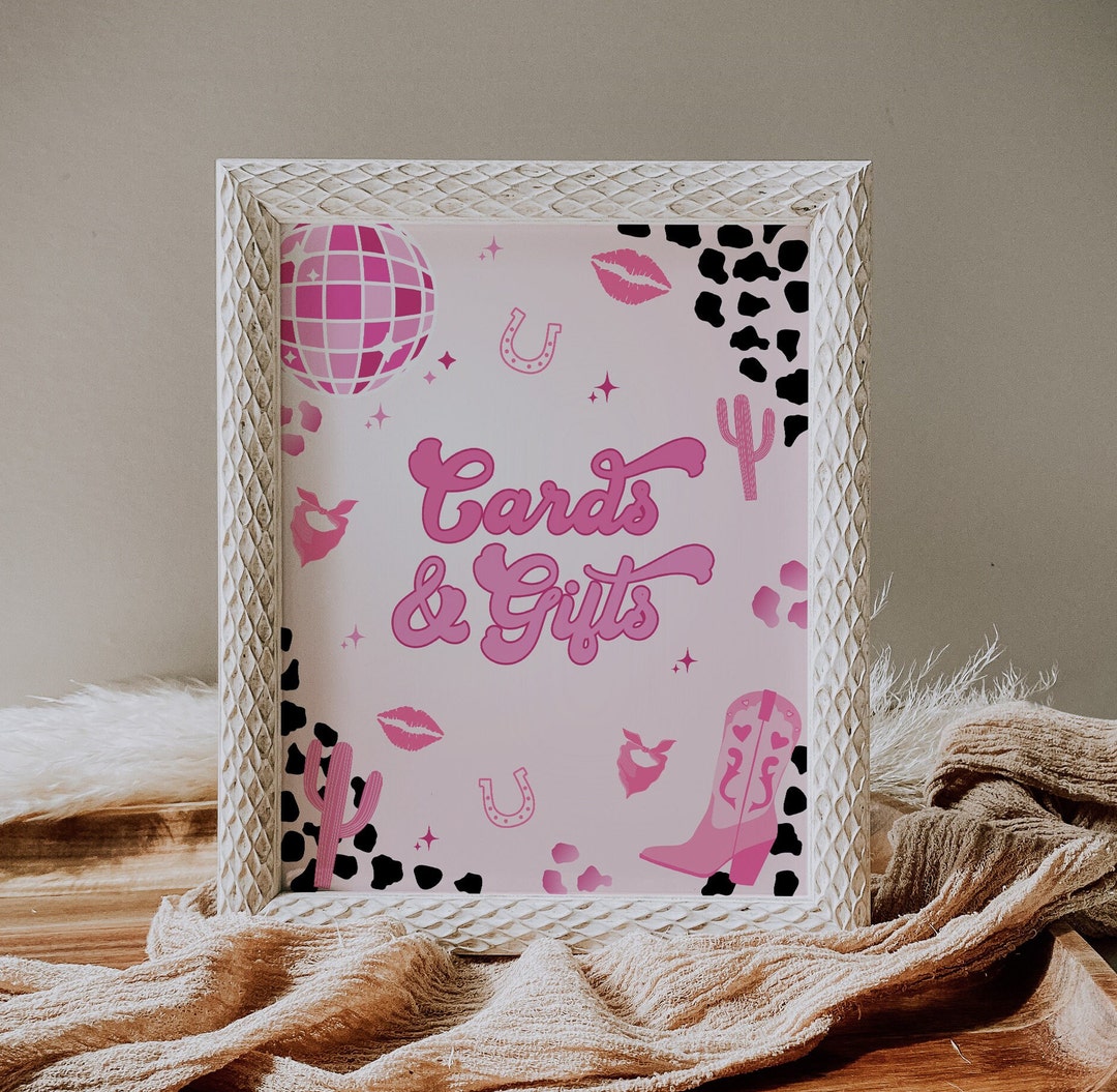 Disco Cowgirl Cards and Gifts Sign Template | Fully Editable Pink Space ...