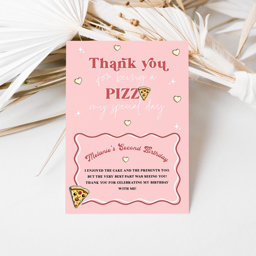 Editable Pizza Thank You Card | Love You to Pizzas | Thank for Being a ...