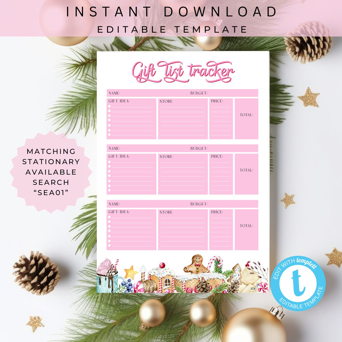 Printable Christmas Gift List Tracker Template Holiday - Etsy