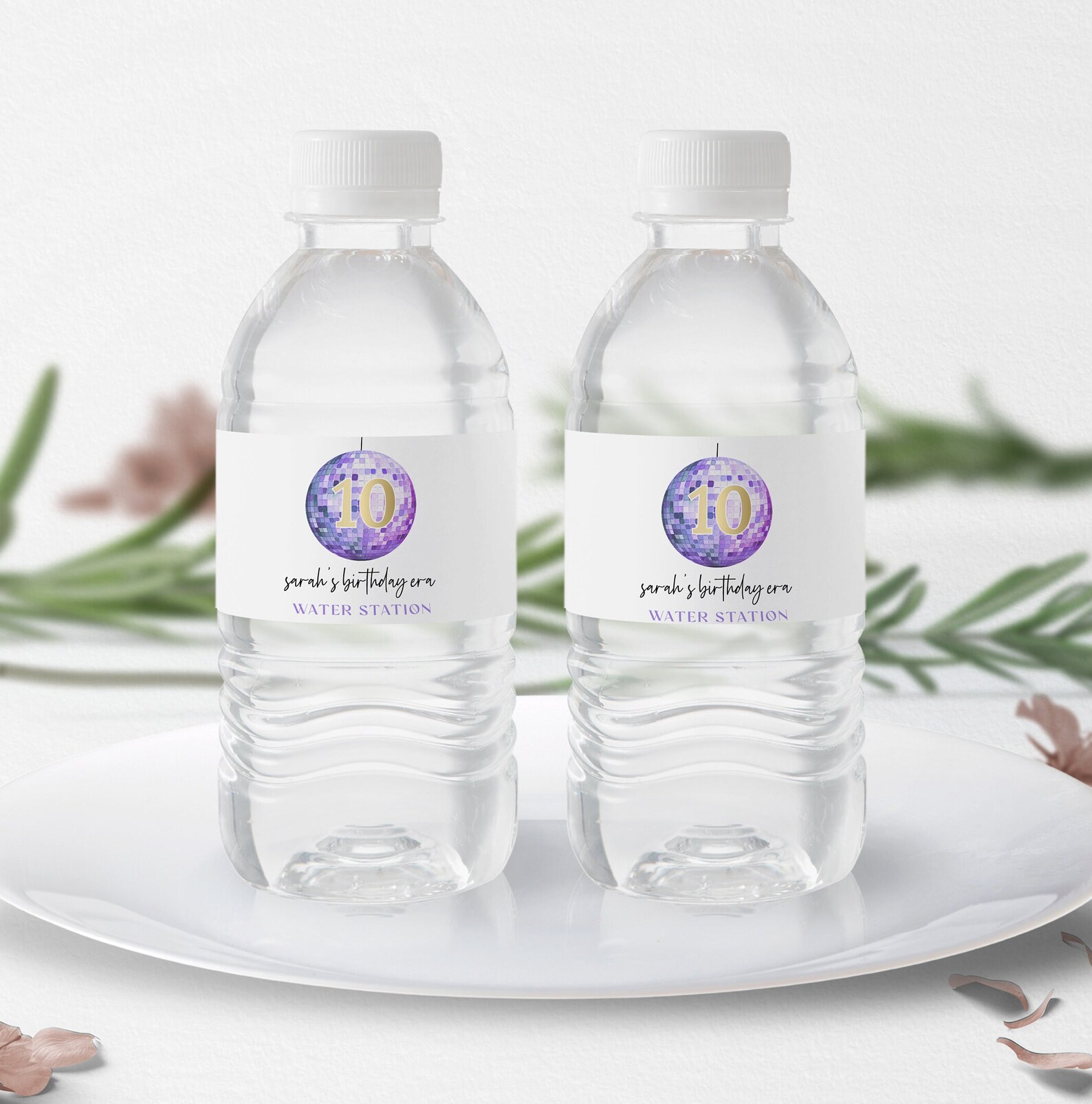 Purple Water Bottle Wrapper Template | Girls 10th Birthday Era Party ...