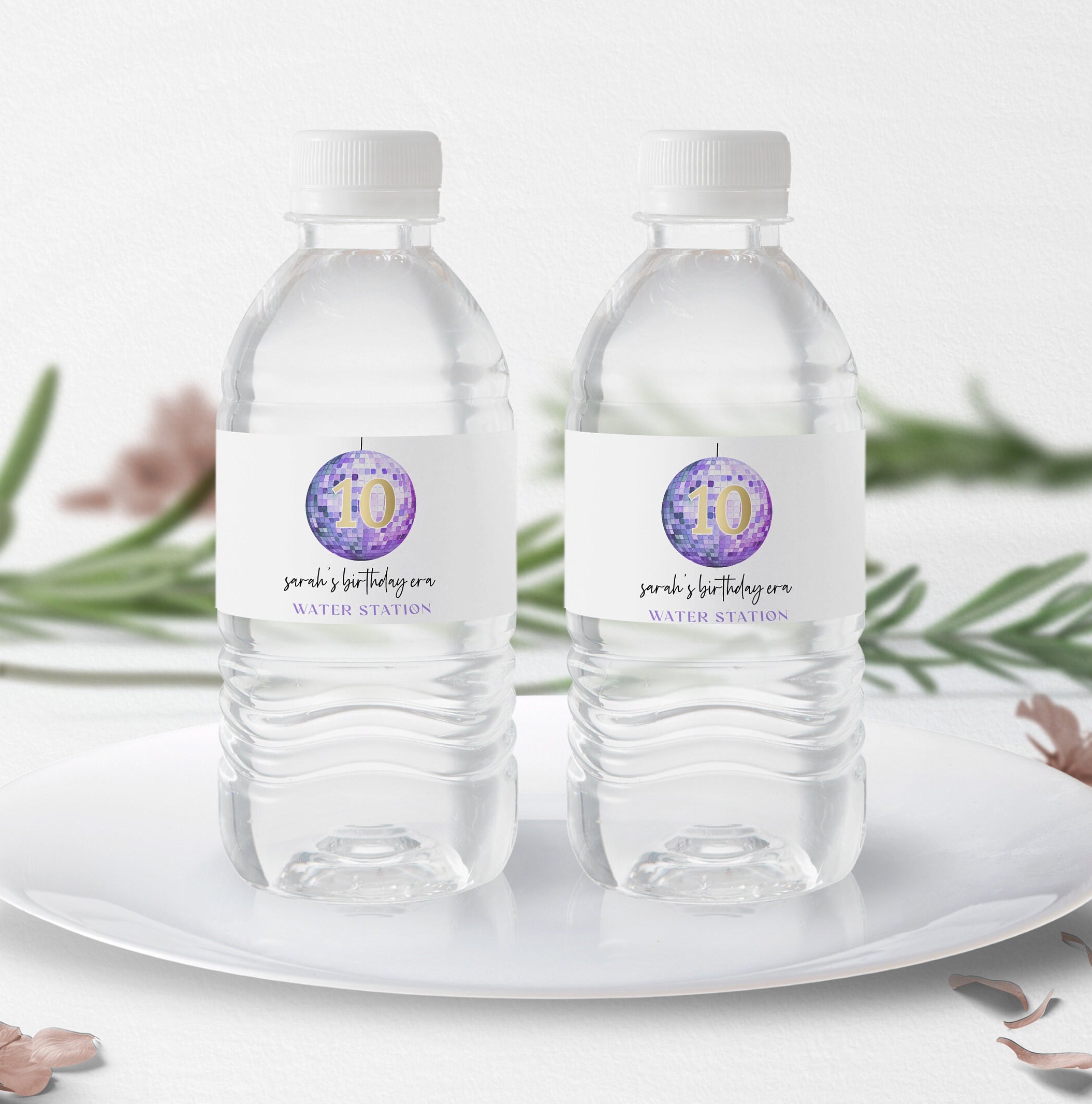 Purple Water Bottle Wrapper Template | Girls 10th Birthday Era Party ...