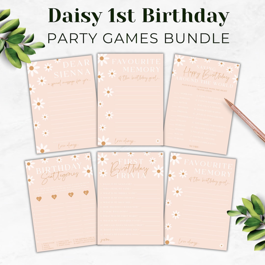 1st Birthday Party Games | Daisy First Birthday Games | Pink 1st ...