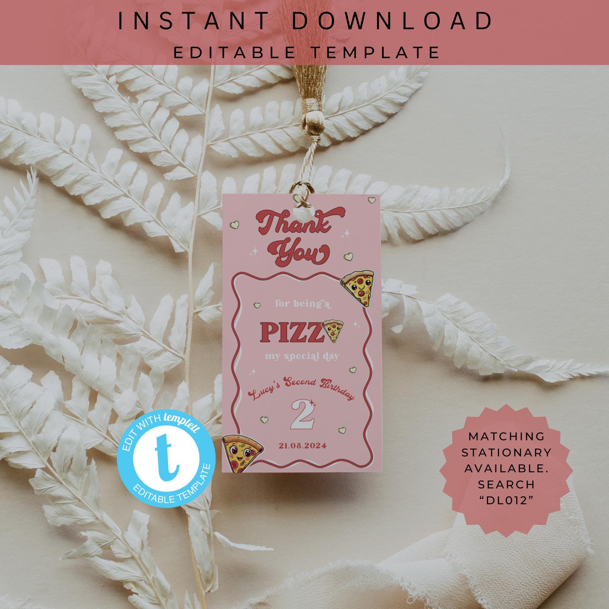 Editable Pizza Party Favor Tag | Love You to Pizzas | Thank for Being a ...