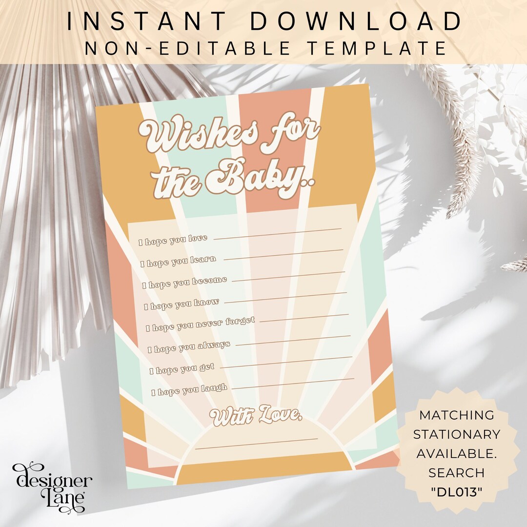 Wishes for Baby Card | Baby Shower Games Printable | Boho Baby ...