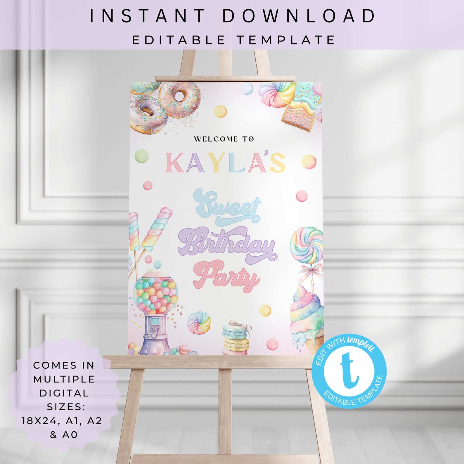 Candy Land Birthday Party Sign | Sweet Candy Shoppe Theme Welcome ...