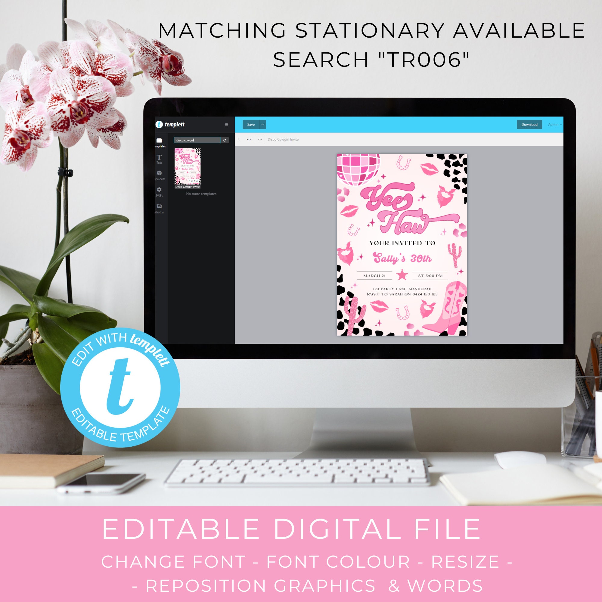 Editable Disco Cowgirl Birthday Favor Tags Template | Nashville Rodeo ...