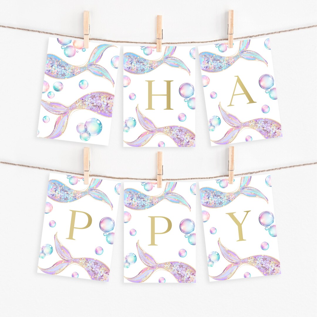 Mermaid Tail Bunting | Magical Birthday Banner | Under the Sea Party ...