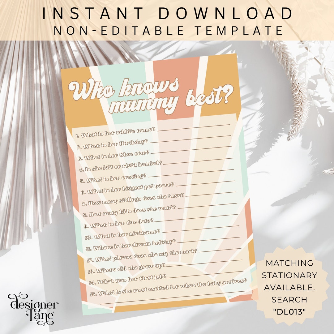 Who Knows Mommy Best | Baby Shower Game Boho | Would She Rather Baby ...