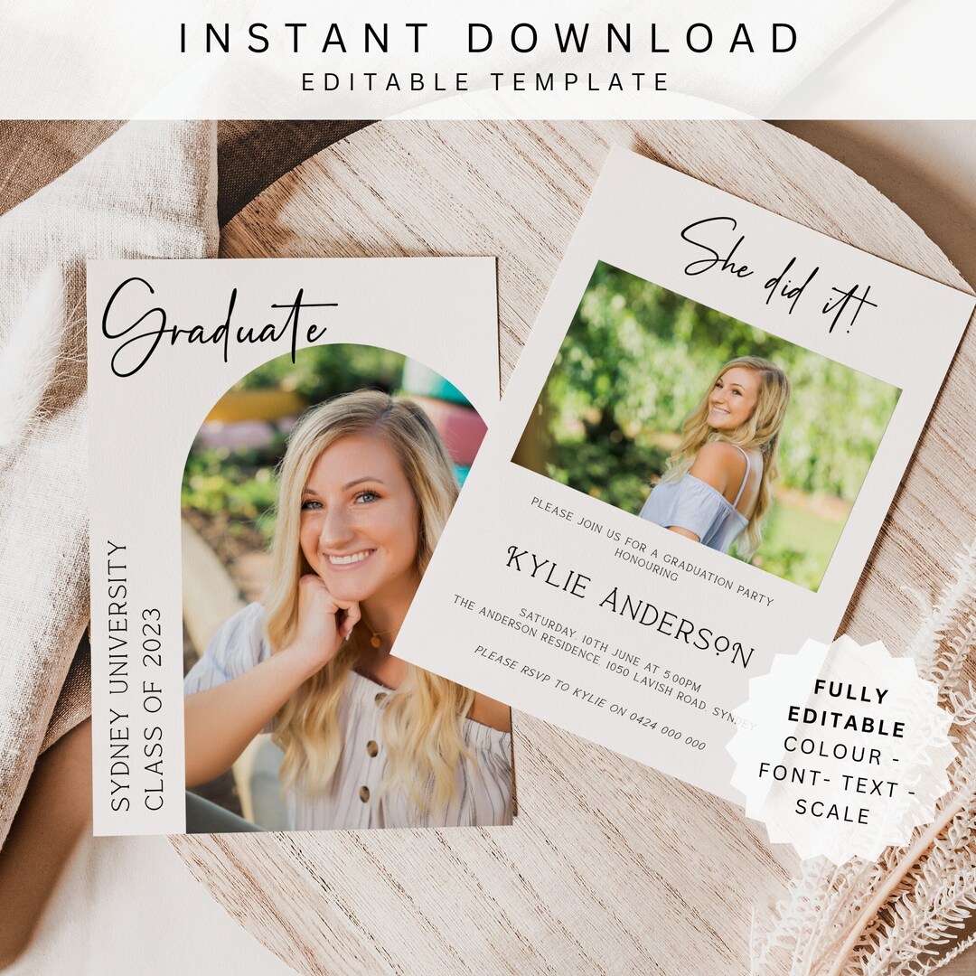 Editable Graduation Party Invitation Template With Photos I Instant ...