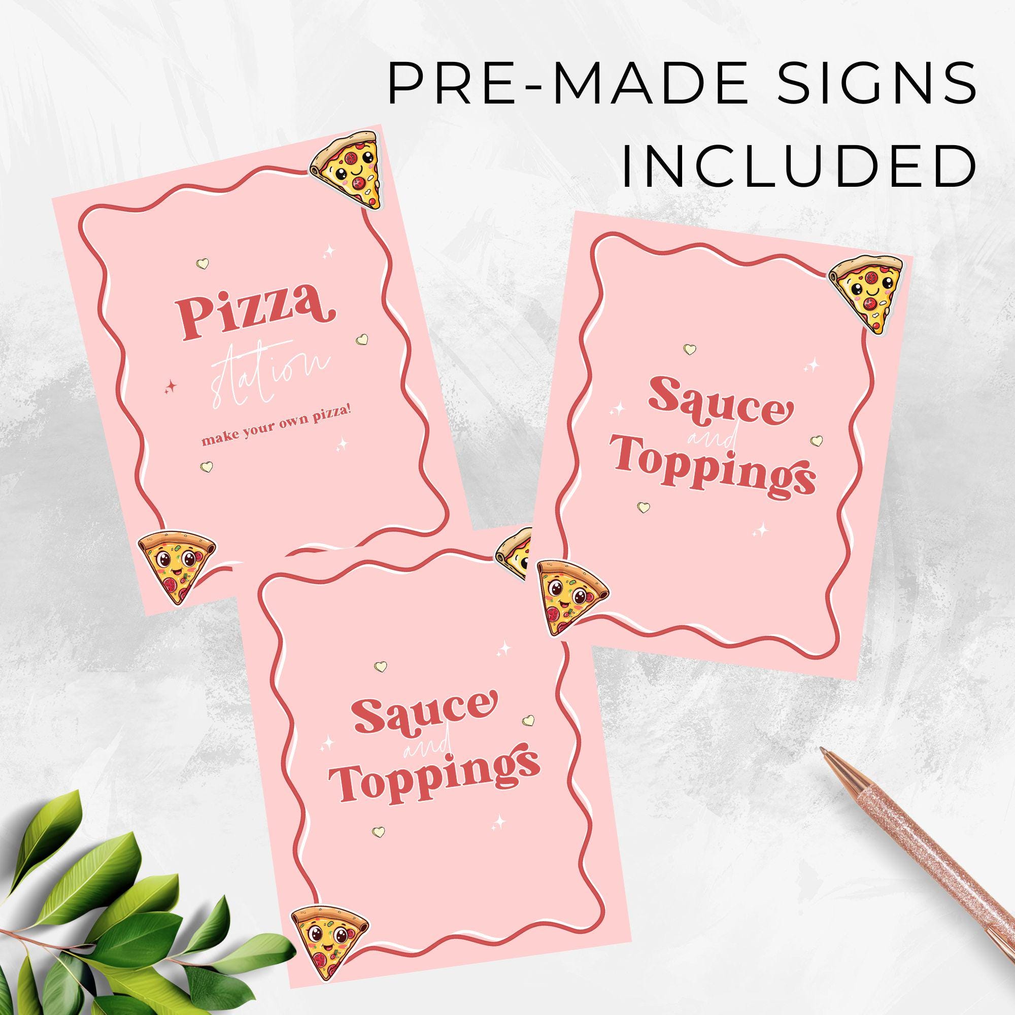 Editable Pizza Table Sign Template | Digital Download | Retro Table ...