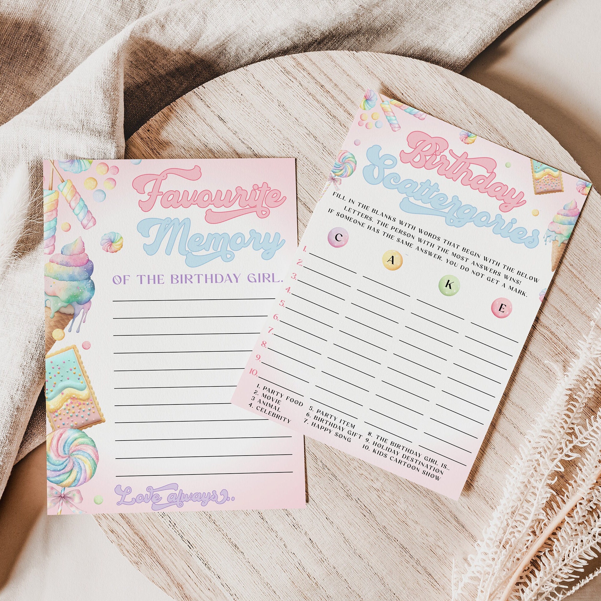 1st Birthday Party Game Bundle | Pastel Candy Land Décor Theme | Girls ...