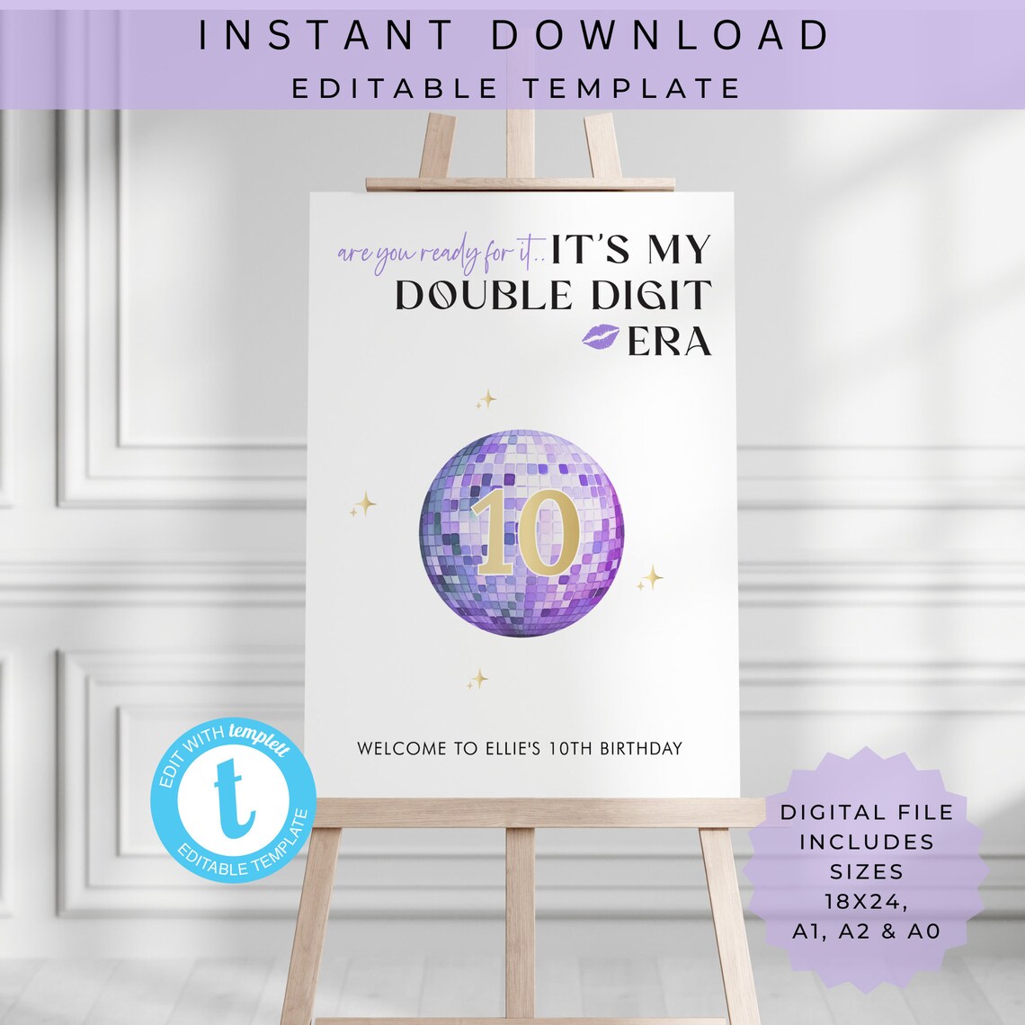 My 10th Birthday Era Welcome Sign | Double Digits Girls Party ...