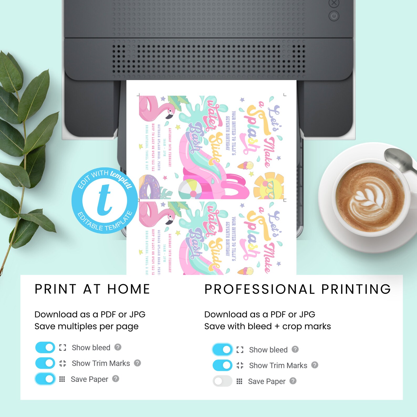 Water Slide Birthday Party Invitation for Girl | Summer Slip and Slide ...