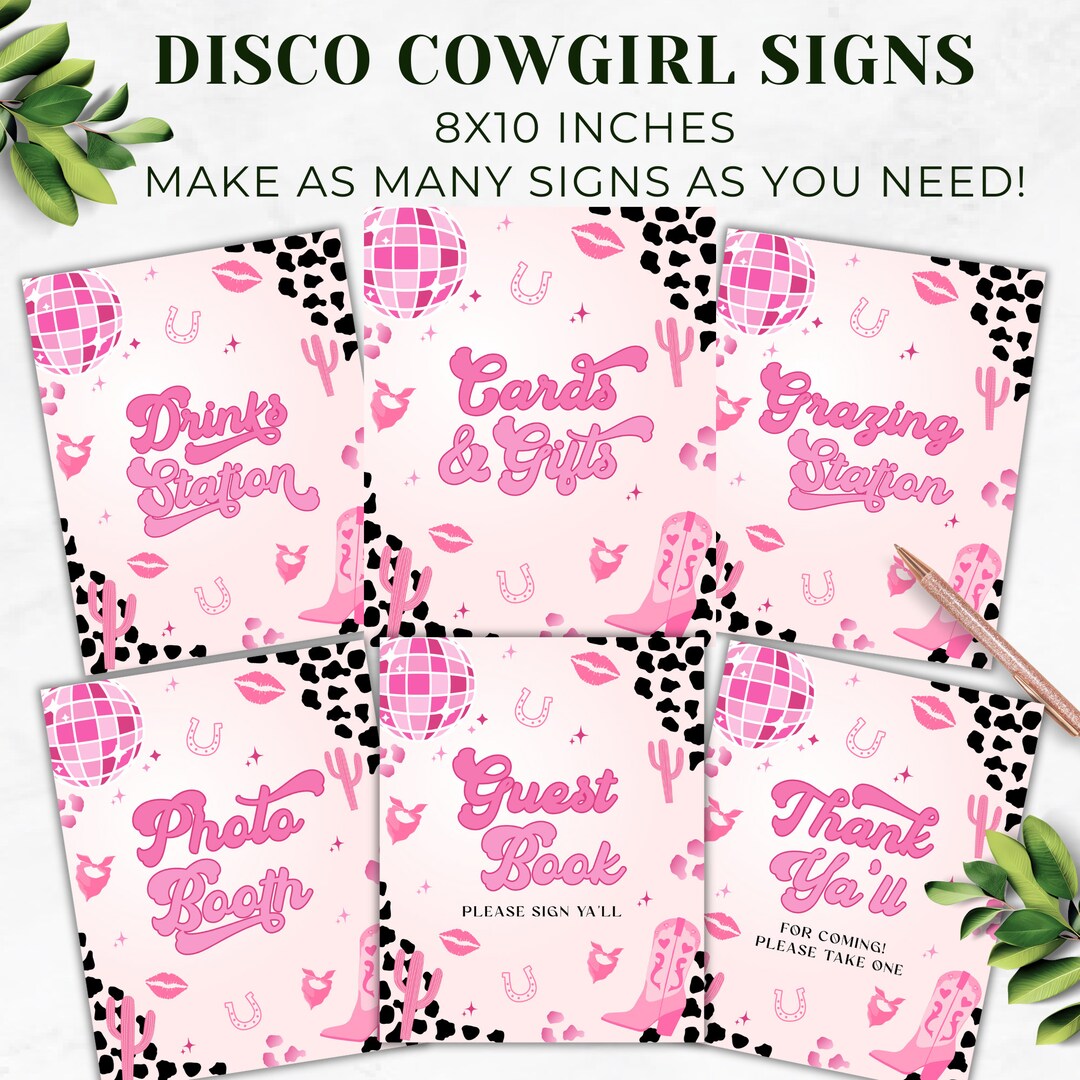 Disco Cowgirl Custom Sign Template | Fully Editable Pink Space Cowgirl ...