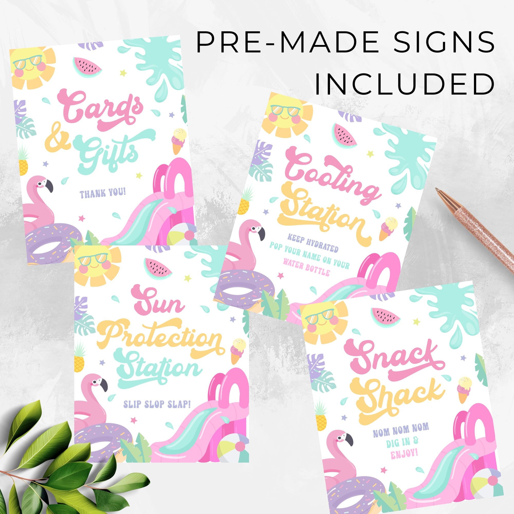 Girls Pool Party Birthday Décor Snack Shack Sign | Tropical Kids Water ...