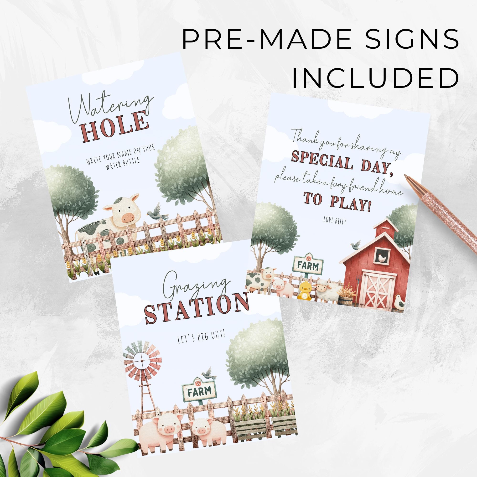 Watering Hole Sign | Farm Birthday Custom Sign Template | Editable ...