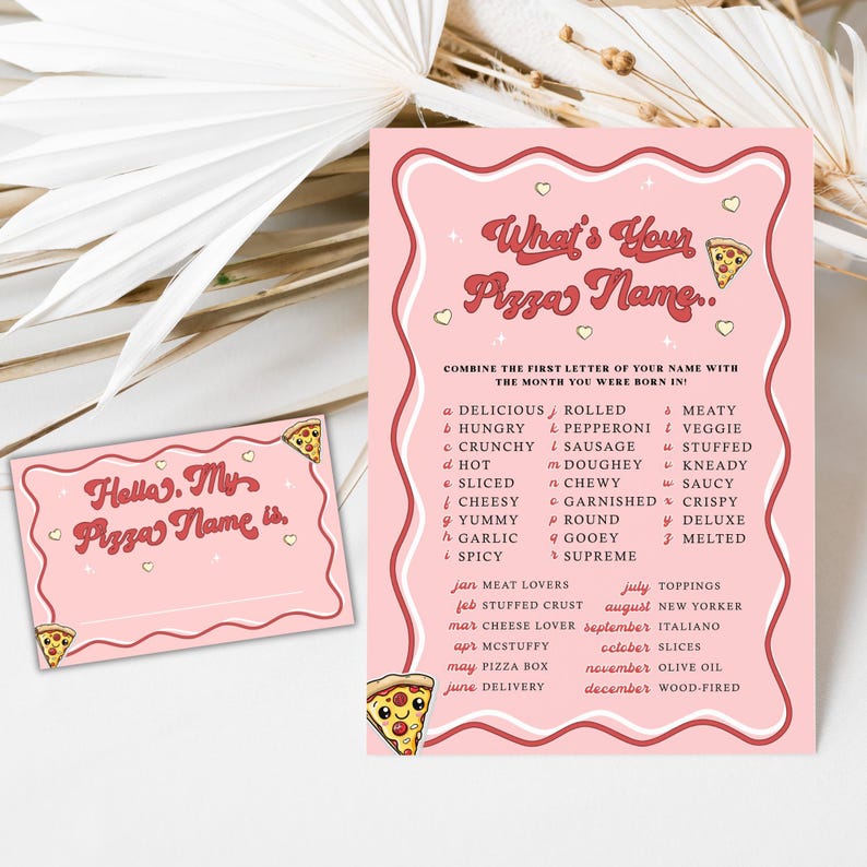 Pizza Party Games Bundle | Pizza Night Printable | Retro Girl Birthday ...
