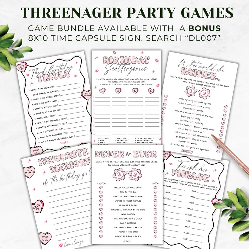 EDITABLE Finish Her Phrase Game Template | Girls Birthday Party ...