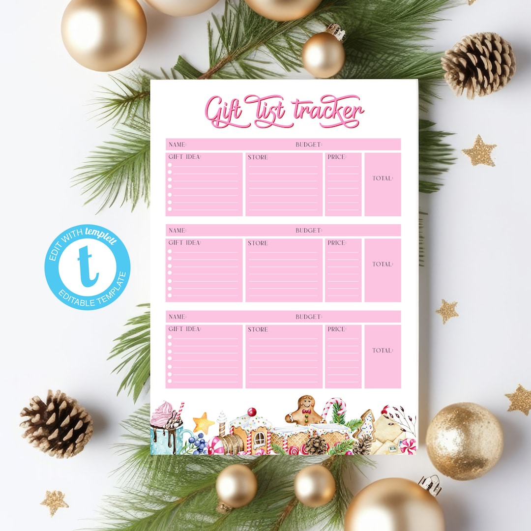 Printable Christmas Gift List Tracker Template | Holiday Planner ...