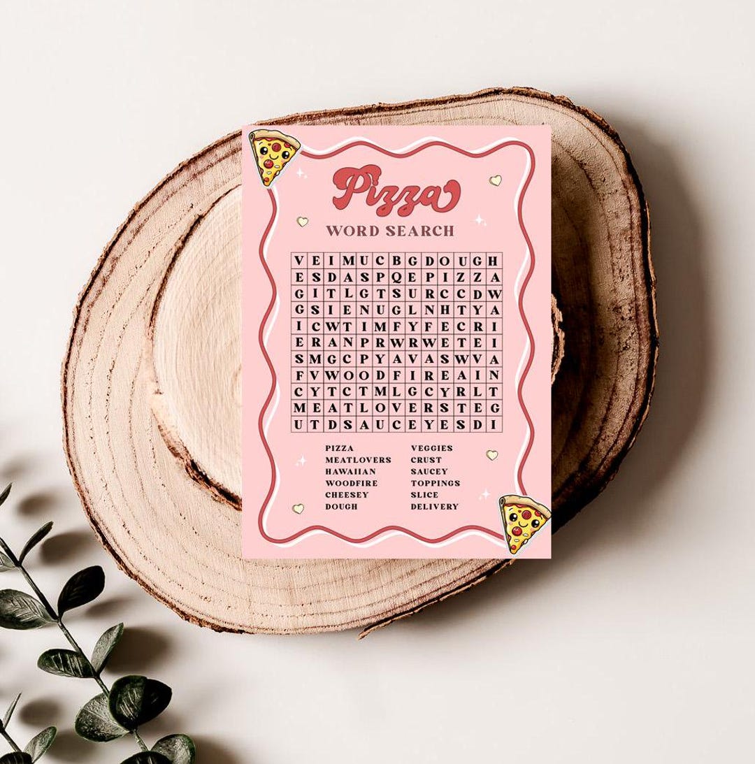 Pizza Word Search Activity | Pizza Night Game | Pizza Birthday Party ...
